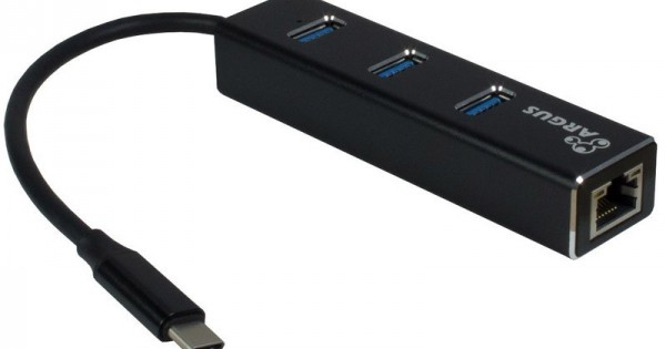 INTER-TECH ARGUS IT-410 gigabit LAN USB Type C 3-port Hub mrežni ...